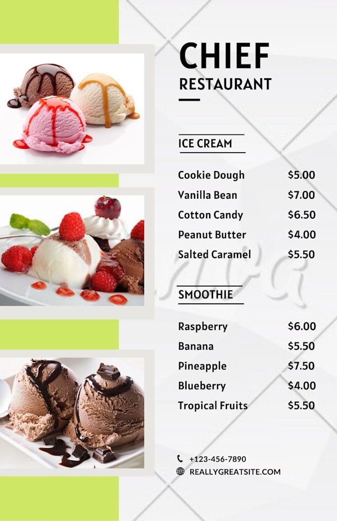 Menu for restaurant bakery icecream drinks juices by Manahiljust | Fiverr