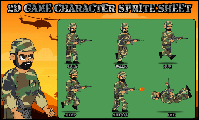 Create 2d game character sprite sheet animation and design by ...