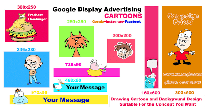 Draw cartoons ads, google, facebook, instagram display networks by ...