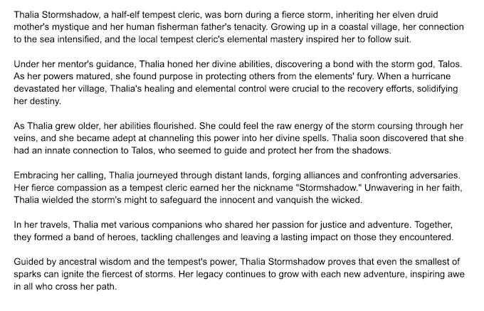 Create a captivating dnd or ttrpg character backstory for you by ...