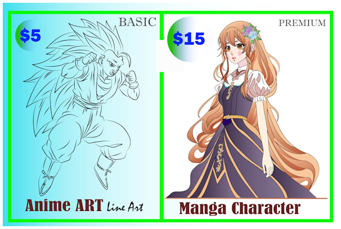Draw line art anime characters high quality in 12 hours by Ellen_huston ...