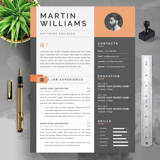 Create unique professional resume design or cv template and rewrite by ...