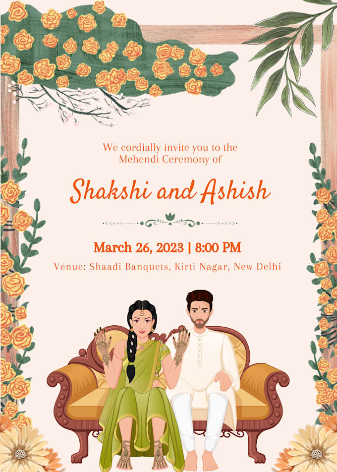 Design unique wedding invitation card, custom invite design by ...