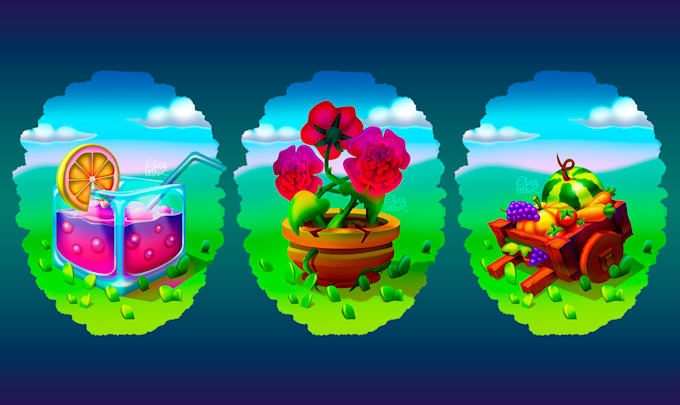 Draw 2d icons, objects, assets, props for the game by Lizazubkova | Fiverr