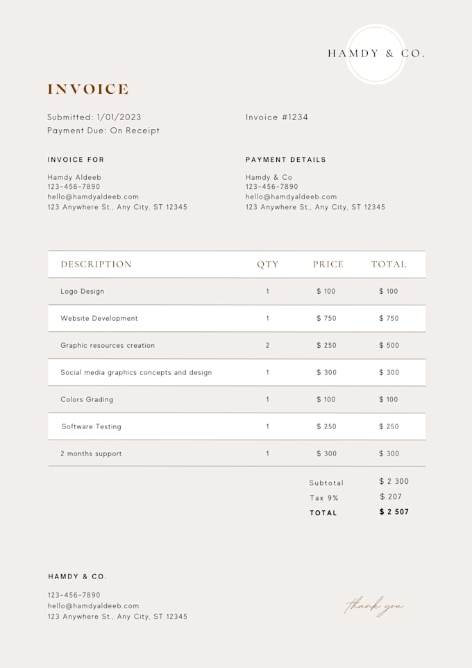 Design your printable invoices by Ahmedhamdyiy | Fiverr