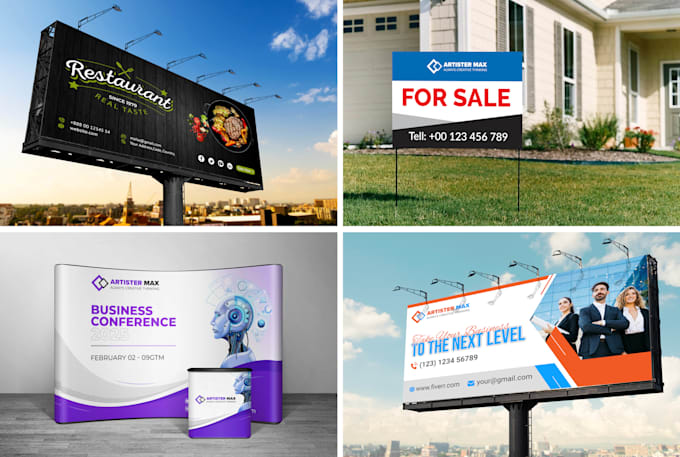 Design billboard, backdrop banner, vinyl, signboard, yard sign, step ...