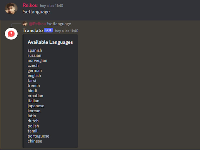 Create the translator bot for discord by Relkou | Fiverr
