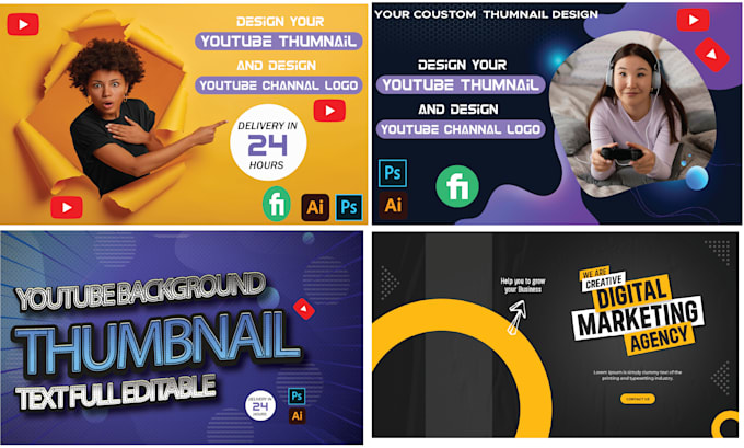 Design 2 amazing youtube thumbnail in 4 hours by Azadpanchi9 | Fiverr