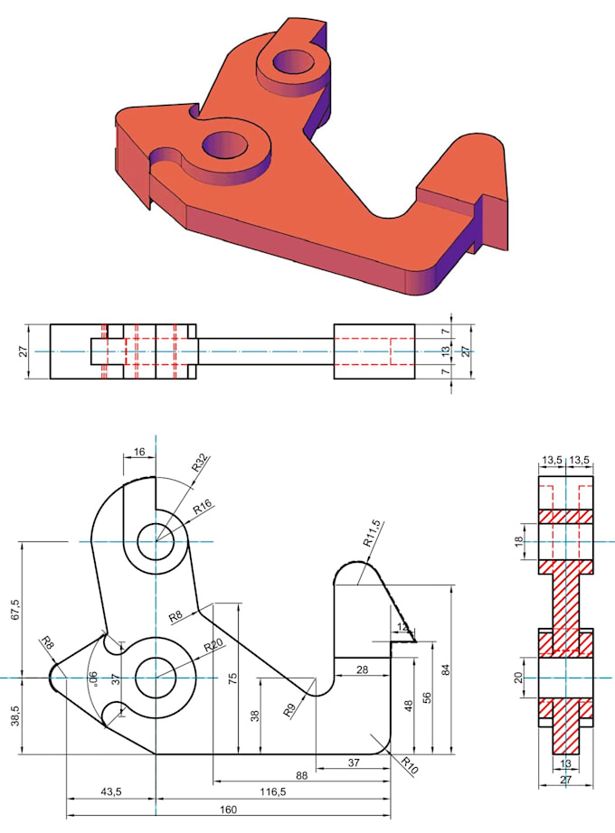 Make 3d and 2d models in solidworks autocad by Simoner99 | Fiverr