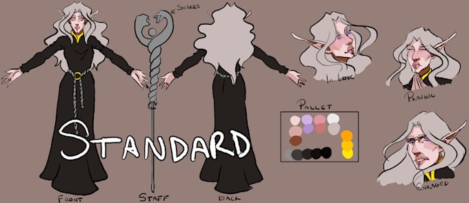 Draw concept sketches and character pages for ocs by Bennettrutten | Fiverr