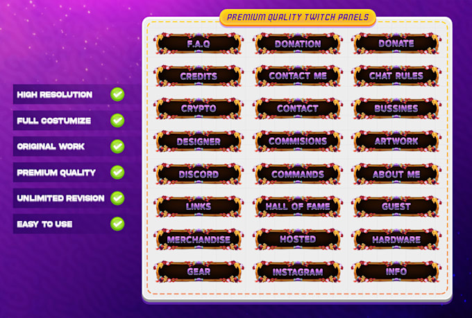 Design fantastic custom panels,buttons for twitch overlay by ...