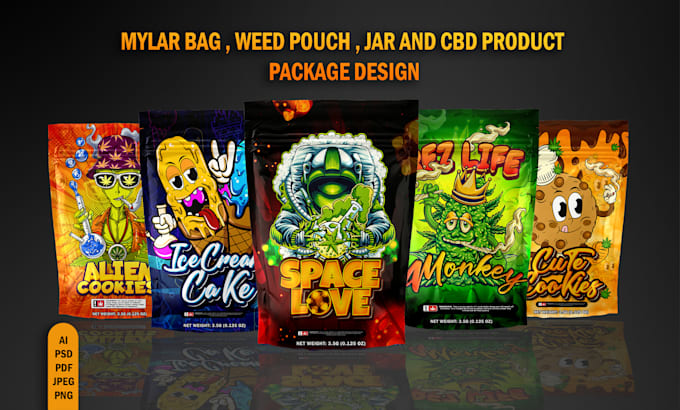 Design food packaging, weed pouch, mylar bag, and jar label designs by ...