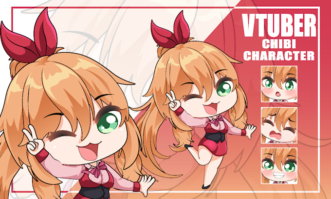 Custom chibi vtuber avatar or chibi character model for live2d or ...