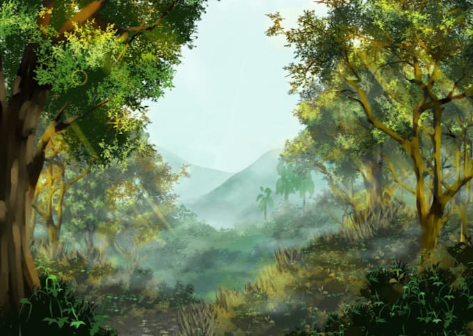 Illustrate 2d scene backgrounds and landscapes for you by ...