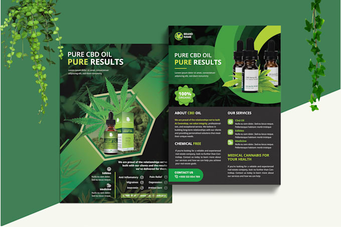 Design cbd and hemp oil lookbook cannabis catalogue poster label ...