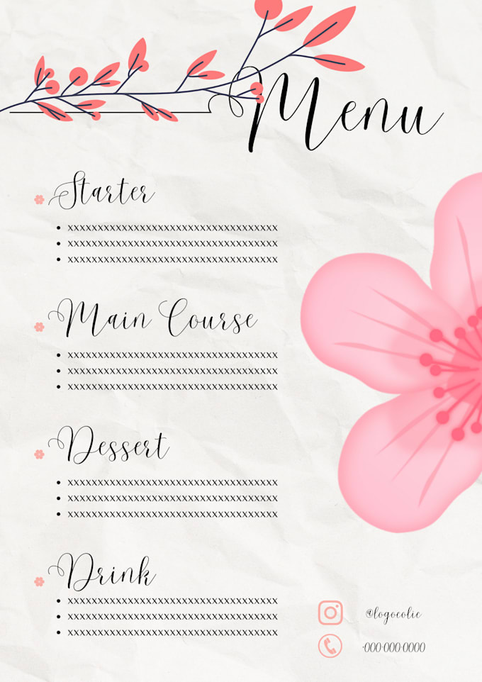 Do your favorite menu design in vintage, minimalistic and soft style by ...