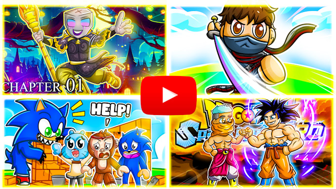 Eye catching cartoon thumbnails for youtube by Truedreambrush | Fiverr