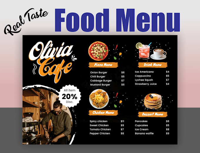 Do an amazing menu design, food menu, restaurant menu by Stoneasad20 ...