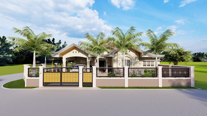 Rendered house design exterior by Xyie_hoshi | Fiverr