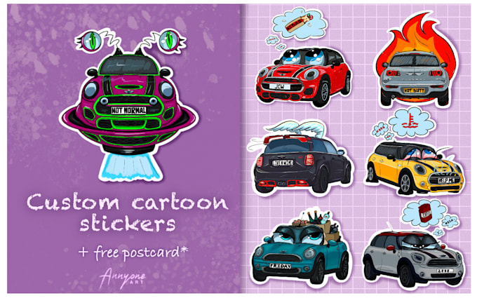 Draw cute cartoon stickers by Annyoneart | Fiverr