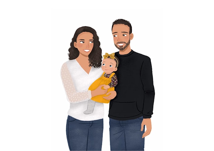 Create family portrait illustratio logo by Jh_arts | Fiverr