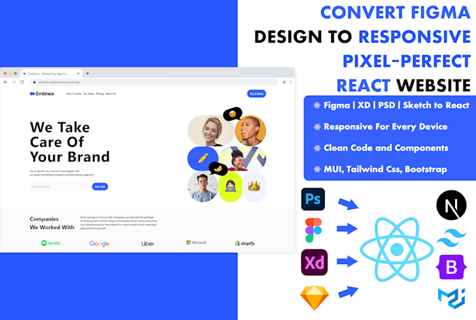 Convert psd, figma to html css bootstrap tailwind css react by ... Convert psd, figma to html css bootstrap tailwind css react by ...