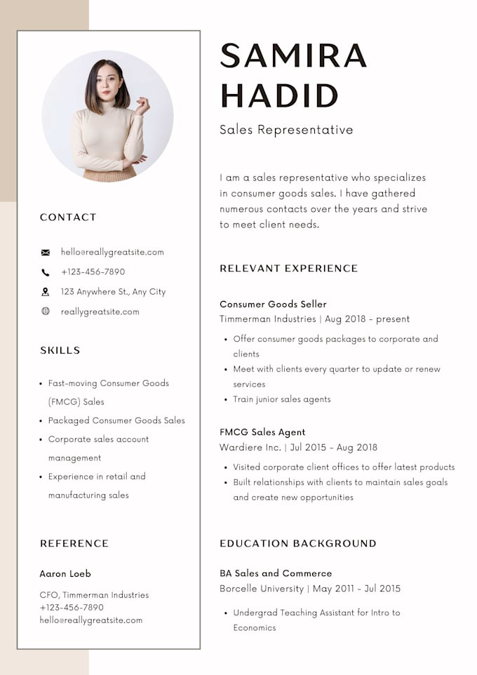 Do the best infographic resume design and cv writing by Mtahirpaf | Fiverr