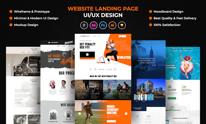 Design unique website landing page ui ux design using figma, xd, sketch ...