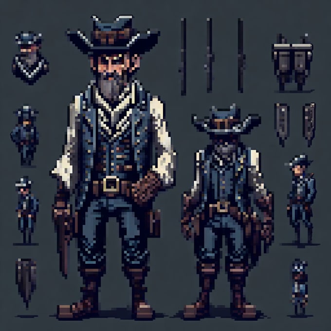 Create three pixel art concept character for you in very high quality ...