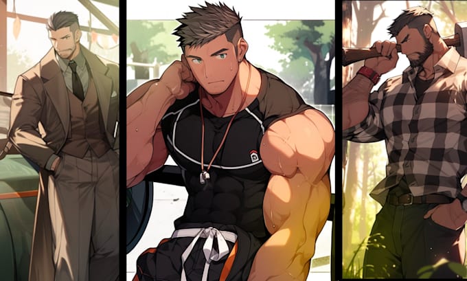 Draw bara yaoi art by Everett_chen | Fiverr