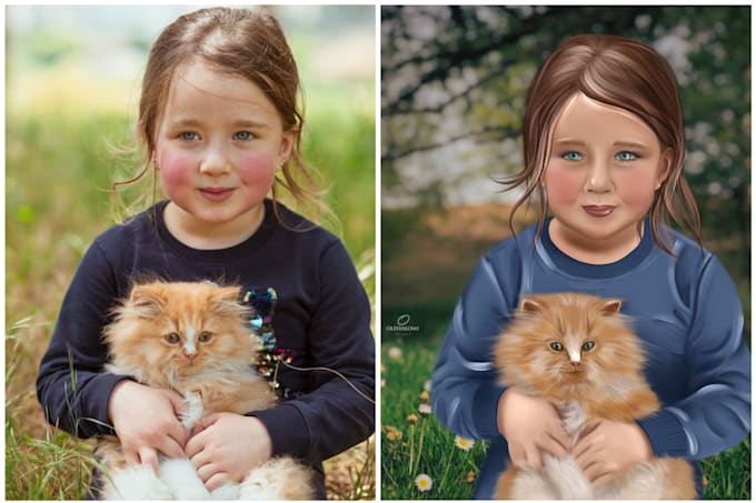 Draw realistic, cartoon portrait from your photo by Olesyalom1 | Fiverr