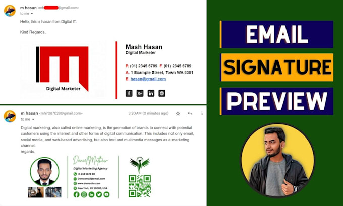 Create clickable email signature or html email signature or outlook signature by Digitalhasan5 ...
