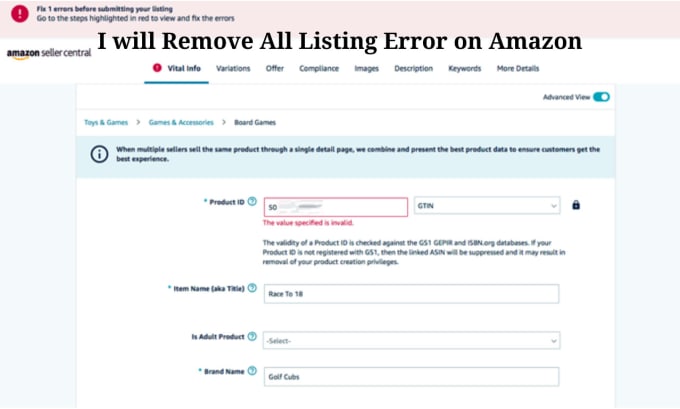 Fix and resolve amazon listing issue and errors 8541 8105 5461 8567 by ... Fix and resolve amazon listing issue and errors 8541 8105 5461 8567 by ...