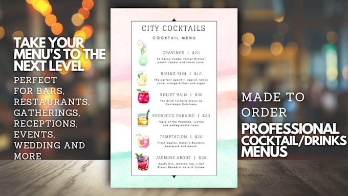 Design a stunning cocktail menu for your restaurant or bar by ...