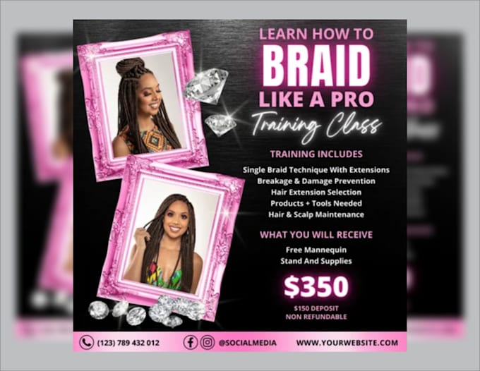 Design beauty salon hair extension flyer logo brochure lash by ...