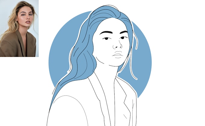 Draw minimalist flat line art portrait illustration by Pavocreative ...