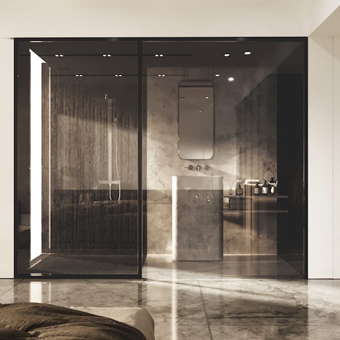 Design bathroom and wc and make interior render by Ghorbaniparisa | Fiverr