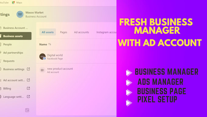 Create, setup fresh facebook business manager with ad account by Wasoo_khan | Fiverr