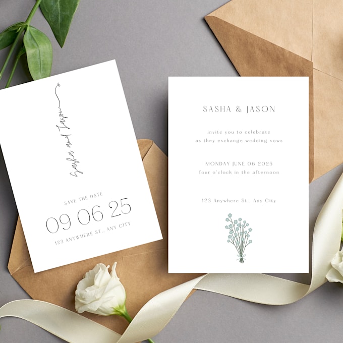 Design your dream invitation for your wedding by Ceybelli | Fiverr