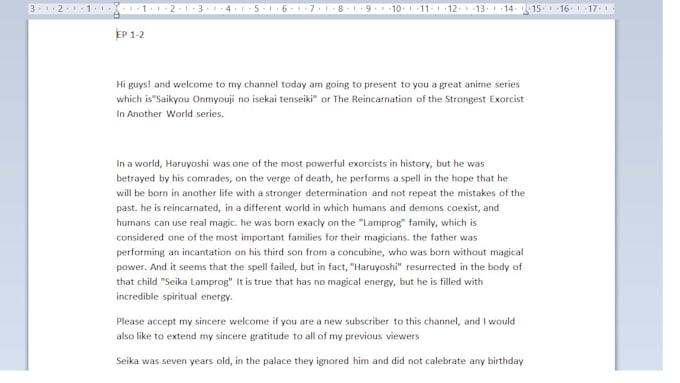 Create anime recap scripts for youtube automation channel by Mrvoices23 ...