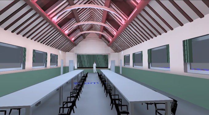 Provide a creative and detailed 3d render and lighting design using ...