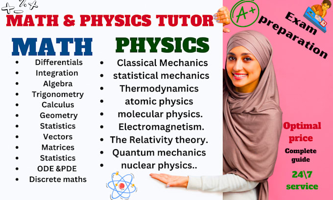 Be your physics tutor and math tutor by Ayeshanazeer123 | Fiverr