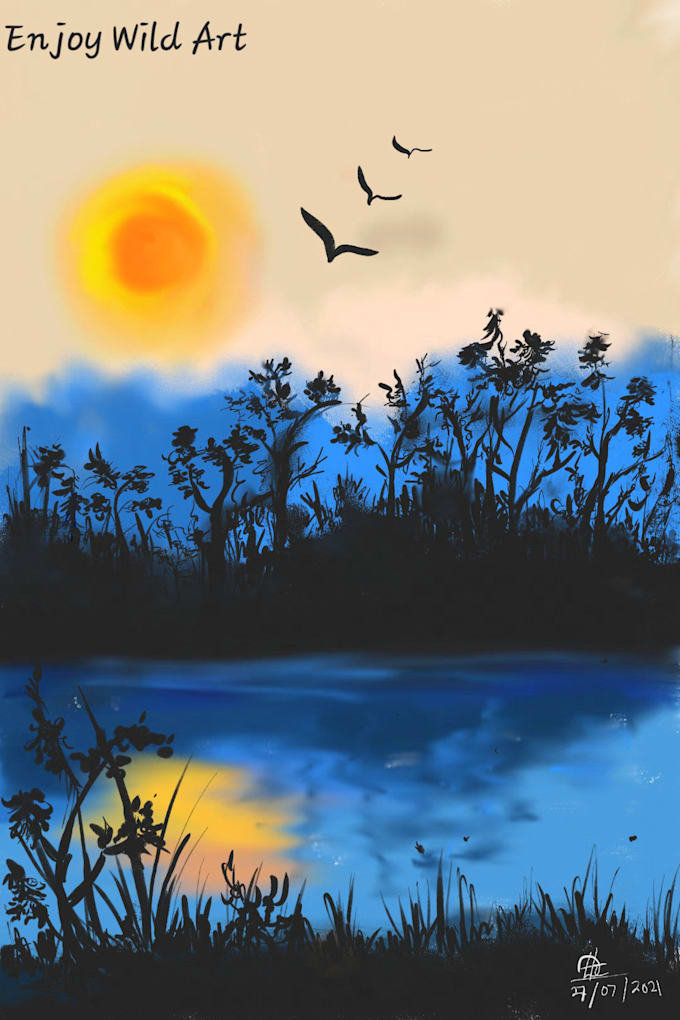 Hand draw natural environment landscape background concept arts by ...