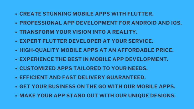 Be Your Mobile App Developer For Android And Ios Using Flutter By Shayanahmad674 Fiverr