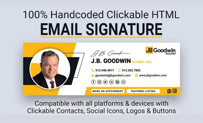 Create html email signature clickable email signature by Lifekool | Fiverr