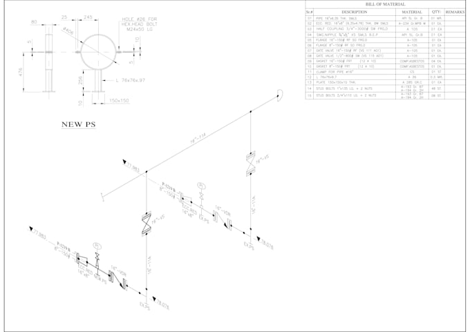 Create 2d piping layout and isometric in autocad with bom by Tahir1612 ...