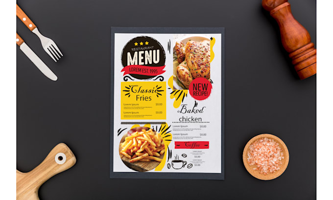 Design unique restaurant food menu flyer and brochure by Mu24al | Fiverr