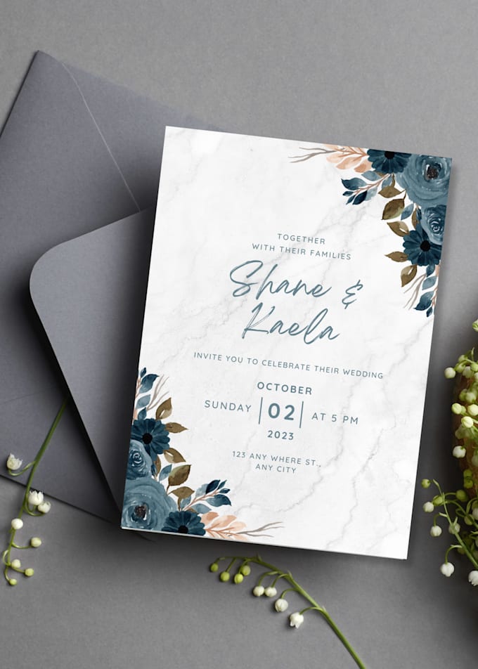 Design your dream wedding invitation by Designbymeiart | Fiverr