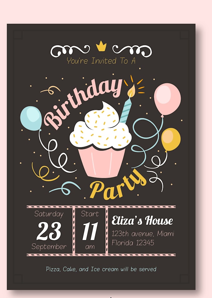 Design birthday card invitation with a poem by Designergraphiq | Fiverr