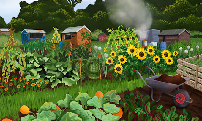 Illustrate a garden scene or detail in realistic style by Zoeenaylor ...